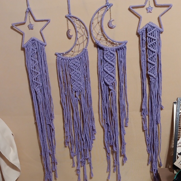 Accents | Purple Macrame Star And Moon Wall Hangings | Poshmark